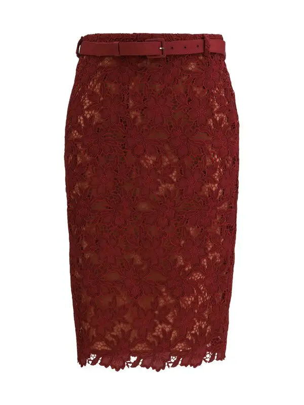 SELF-PORTRAIT Guipure Lace Midi Skirt