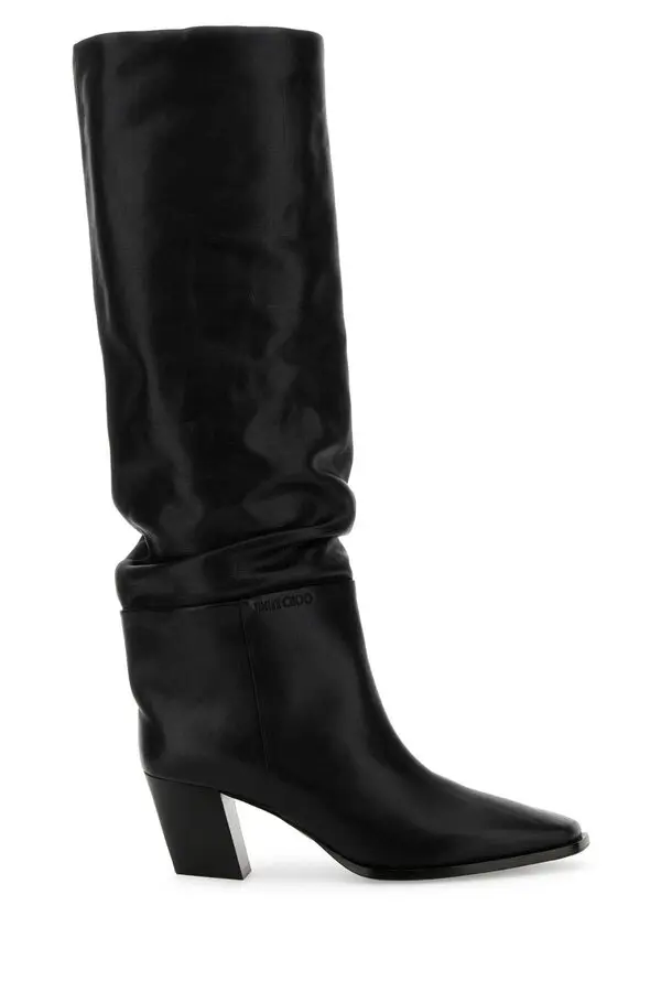 JIMMY CHOO Leather Hart 60 Knee High Boots - Black