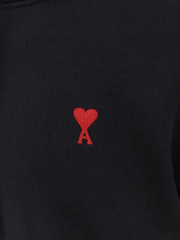 AMI Paris De Coeur Embroidered Cotton Hoodie - Multicolor