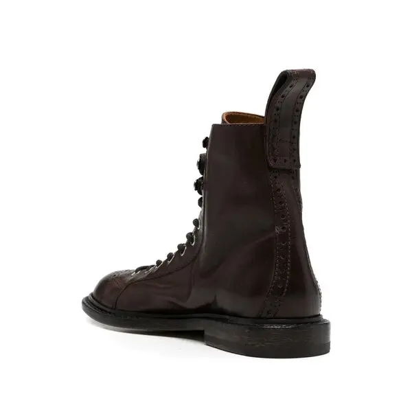 Versace Lace-up Brogue Detailing Leather Boots