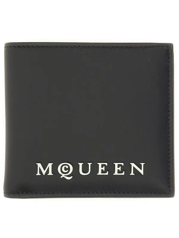 Alexander McQueen Bifold Wallet With Embossed Logo - Black