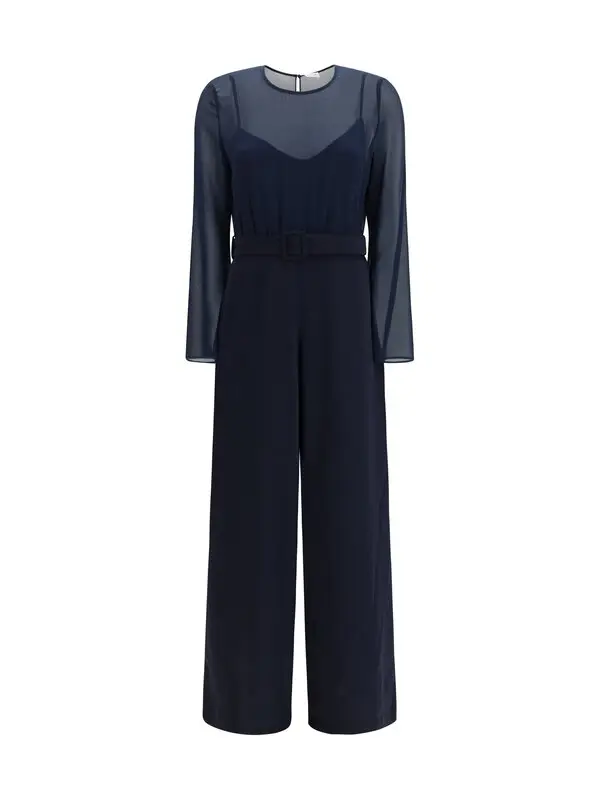 P.a.r.o.s.h Cady And Chiffon Jumpsuit - Blue