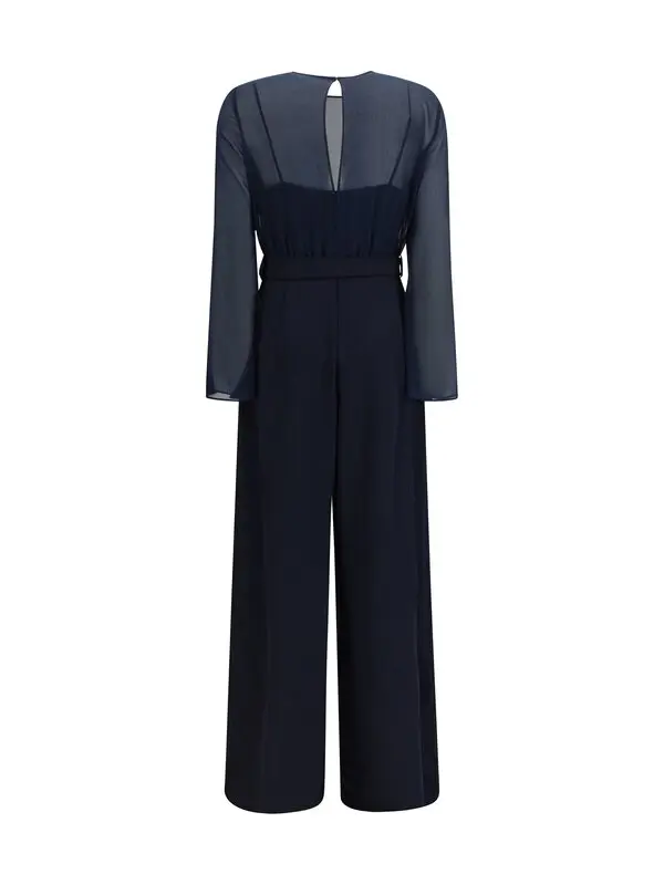 P.a.r.o.s.h Cady And Chiffon Jumpsuit - Blue