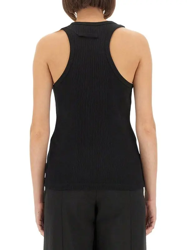 JEAN PAUL GAULTIER Ribbed Tank Top With Piercing Detail - Black