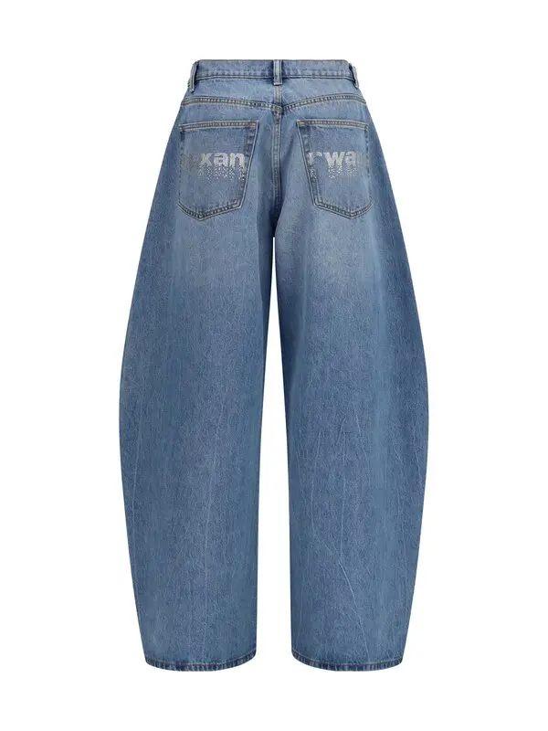 Alexander Wang Crystal Embellished Balloon Jeans - Blue