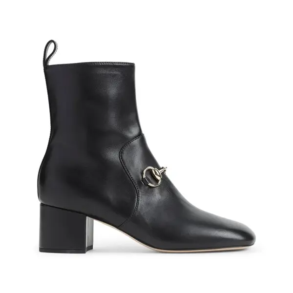 Gucci Lady Horsebit Ankle Boots In Leather
