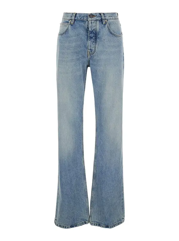Balenciaga Light Blue Denim Low Waisted Straight Leg Jeans - Multicolor