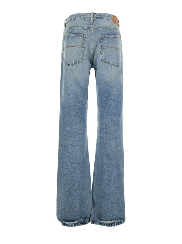 Balenciaga Light Blue Denim Low Waisted Straight Leg Jeans - Multicolor