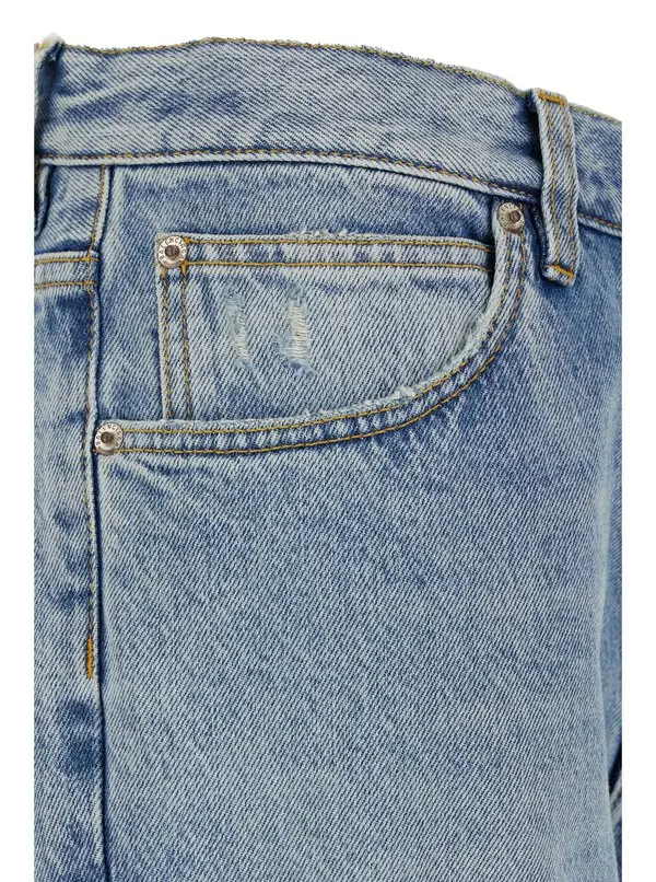 Balenciaga Light Blue Denim Low Waisted Straight Leg Jeans - Multicolor