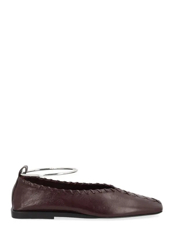 JIL SANDER Leather Flats With Ankle Ring - Multicolor