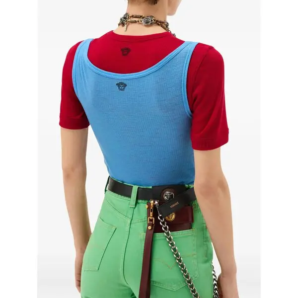 Versace Ribbed Knit Tank Top - Blue