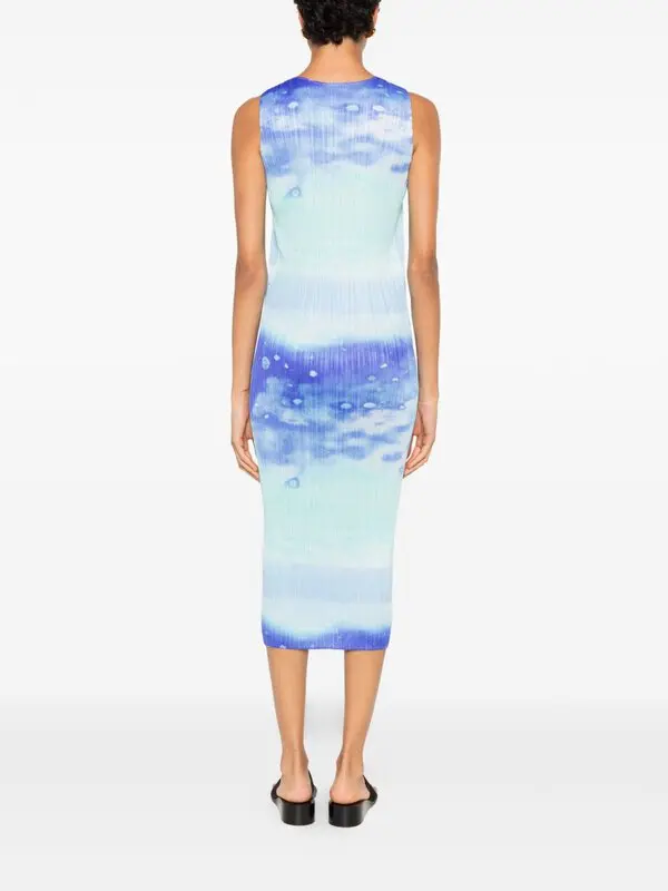 Issey Miyake Pleated V-neck Dress
