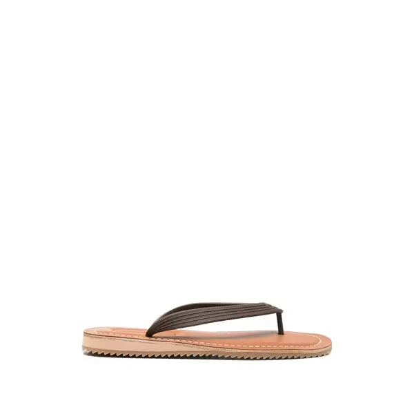 Miu Miu Thong Flip-flops With Logo Detail - Brown