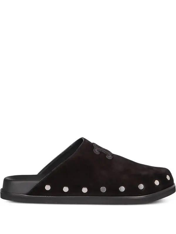 Celine Triomphe Suede Leather Slippers