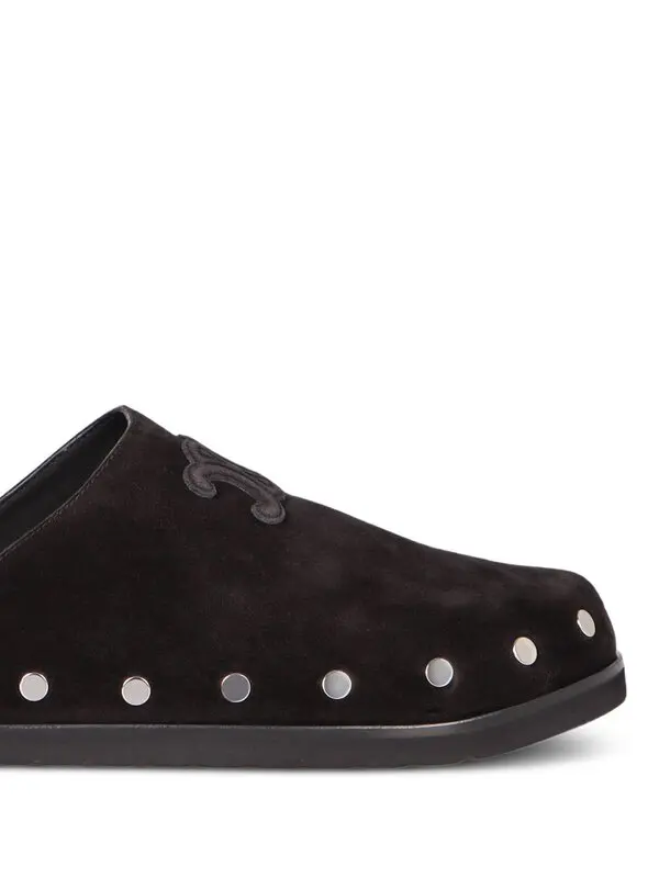 Celine Triomphe Suede Leather Slippers