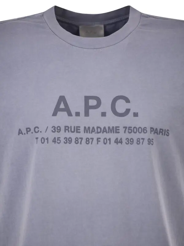 A.p.c. Organic Cotton T-shirt With Logo Print - Blue
