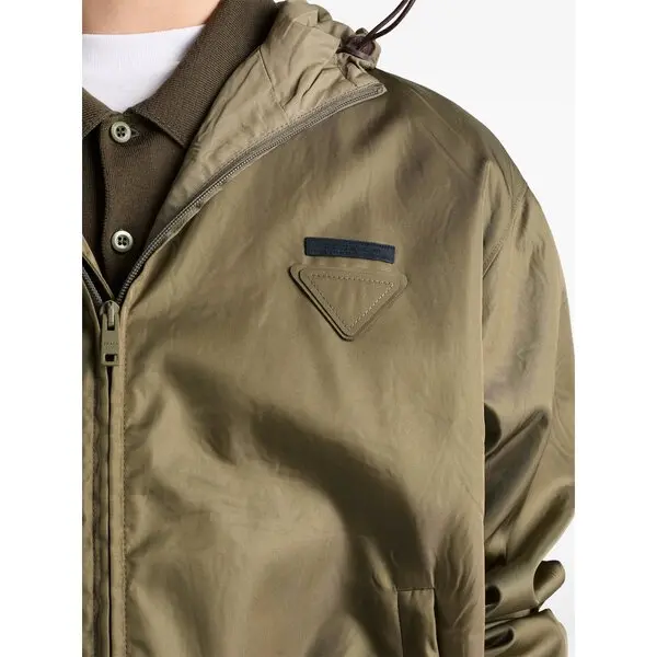 Prada Re-nylon Hooded Blouson Jacket With Logo Detail - Green