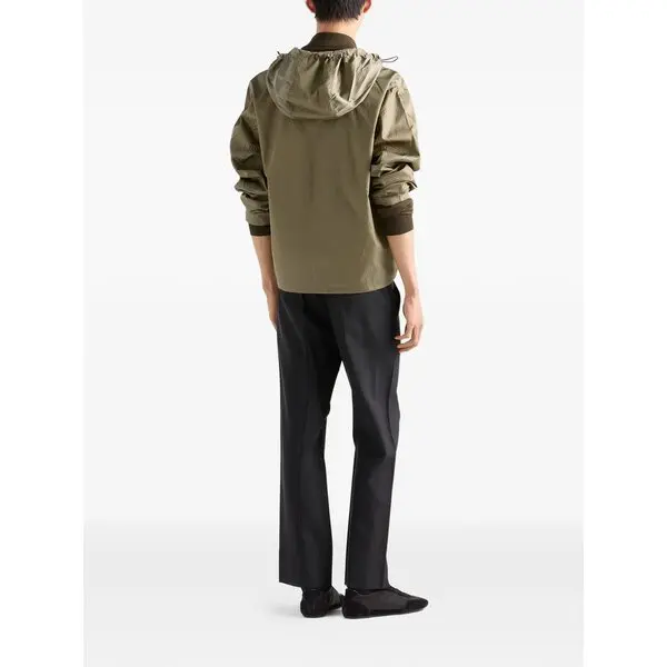 Prada Re-nylon Hooded Blouson Jacket With Logo Detail - Green