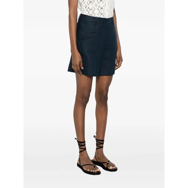 Max Mara Tailored Linen Shorts With Belt Loops - Blue