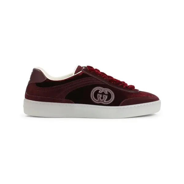 Gucci G74 Suede And Velvet Sneakers - Red