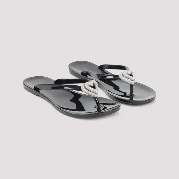 Mach & Mach Double Heart Pvc Sandals - Black