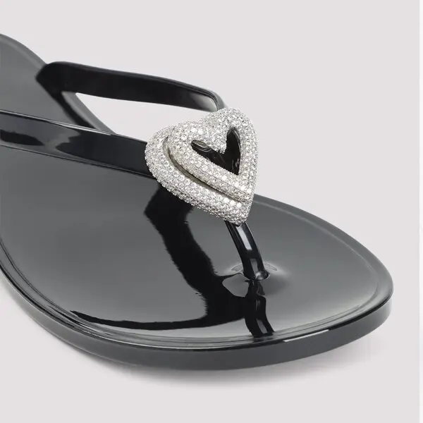 Mach & Mach Double Heart Pvc Sandals - Black