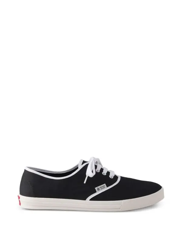 Prada Black Cotton Lace-up Sneakers - Multicolor