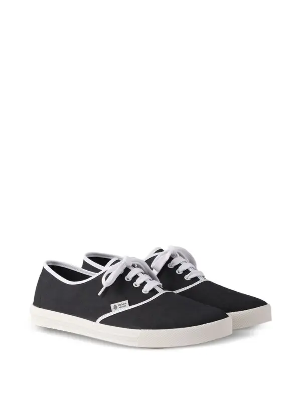 Prada Black Cotton Lace-up Sneakers - Multicolor