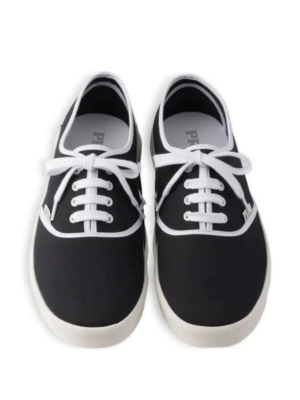 Prada Black Cotton Lace-up Sneakers - Multicolor