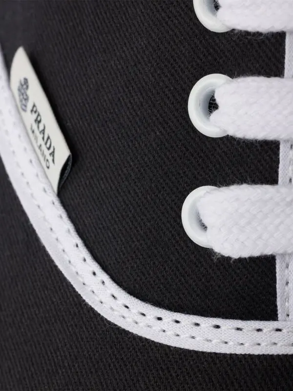 Prada Black Cotton Lace-up Sneakers - Multicolor