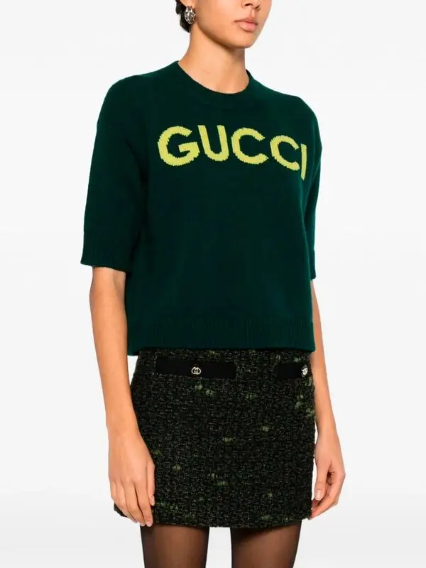 Gucci Short Sleeve Crewneck Knit Top