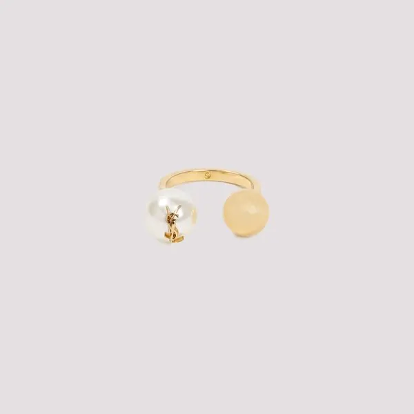 Saint Laurent Logo Pearl Ring