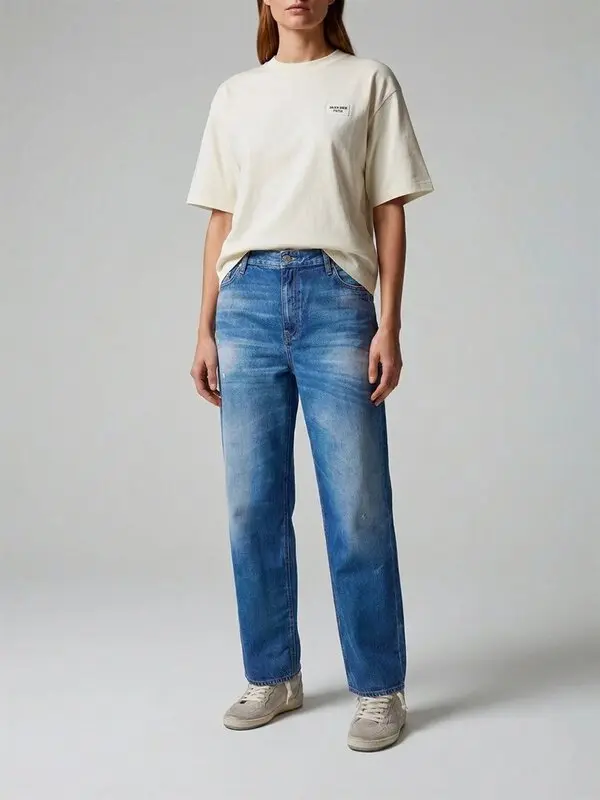 GOLDEN GOOSE Boxy T-shirt With Logo Patch - Multicolor