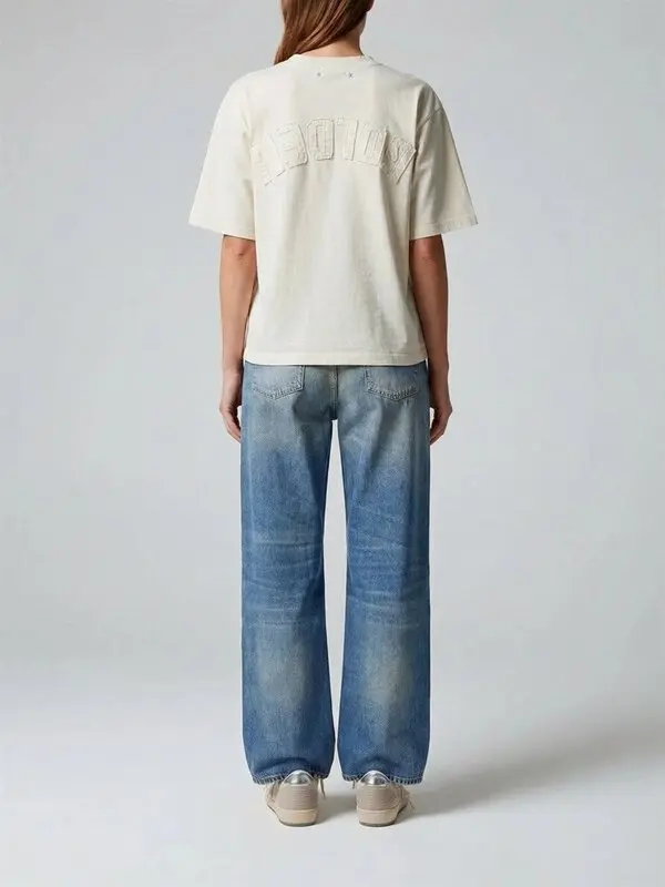 GOLDEN GOOSE Boxy T-shirt With Logo Patch - Multicolor