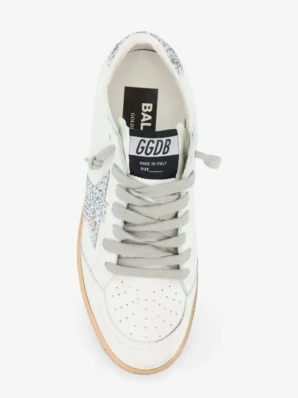 GOLDEN GOOSE Ballstar Leather Sneakers With Glitter Logo - Multicolor