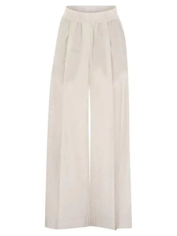 Brunello Cucinelli Loose Fit Cotton Trousers - Cream