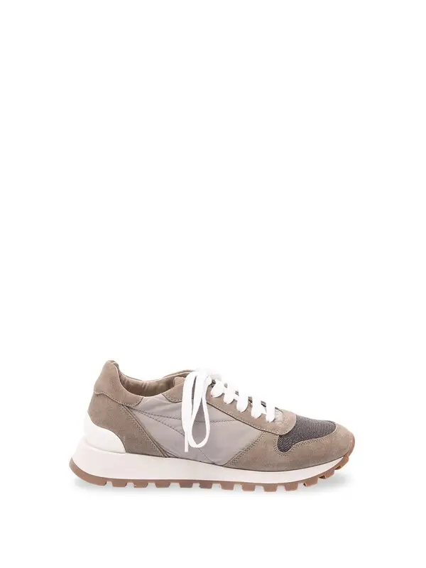 Brunello Cucinelli Fabric Sneakers With Monili Detailing - Multicolor