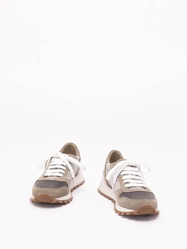 Brunello Cucinelli Fabric Sneakers With Monili Detailing - Multicolor