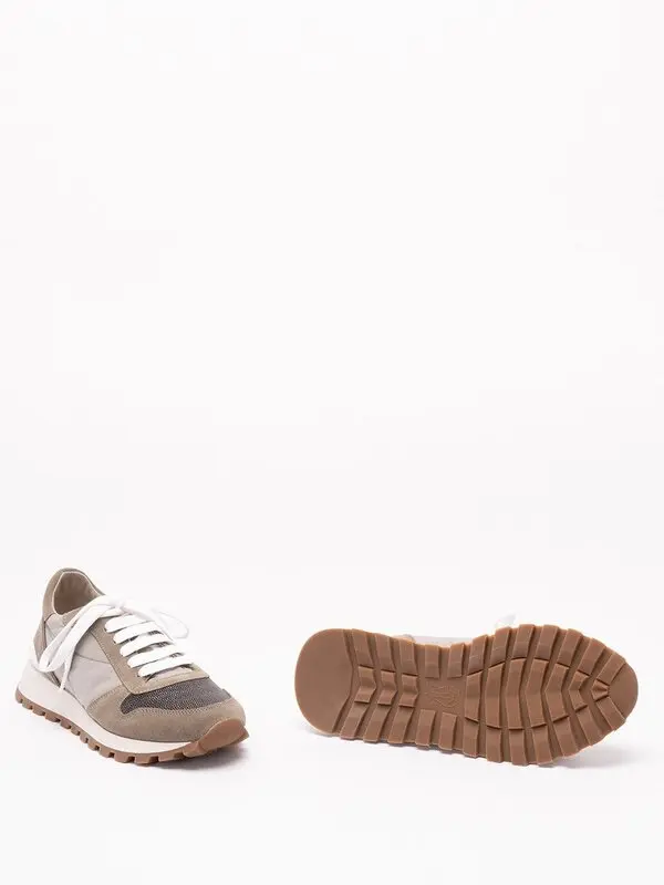Brunello Cucinelli Fabric Sneakers With Monili Detailing - Multicolor