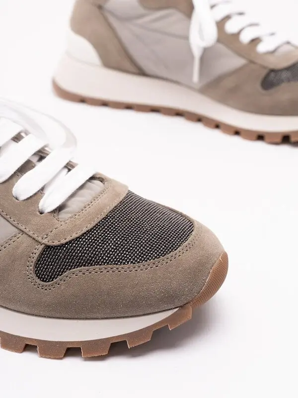 Brunello Cucinelli Fabric Sneakers With Monili Detailing - Multicolor