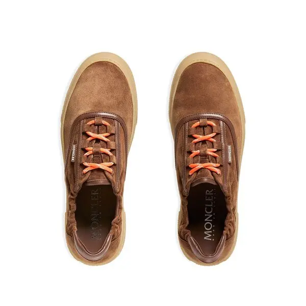 Moncler Suede Lace-up Trainers - Brown