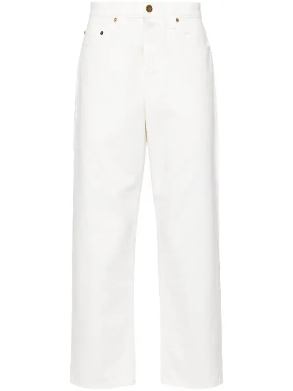 GOLDEN GOOSE Loose Fit White Cotton Denim Jeans With Star Stud Detailing