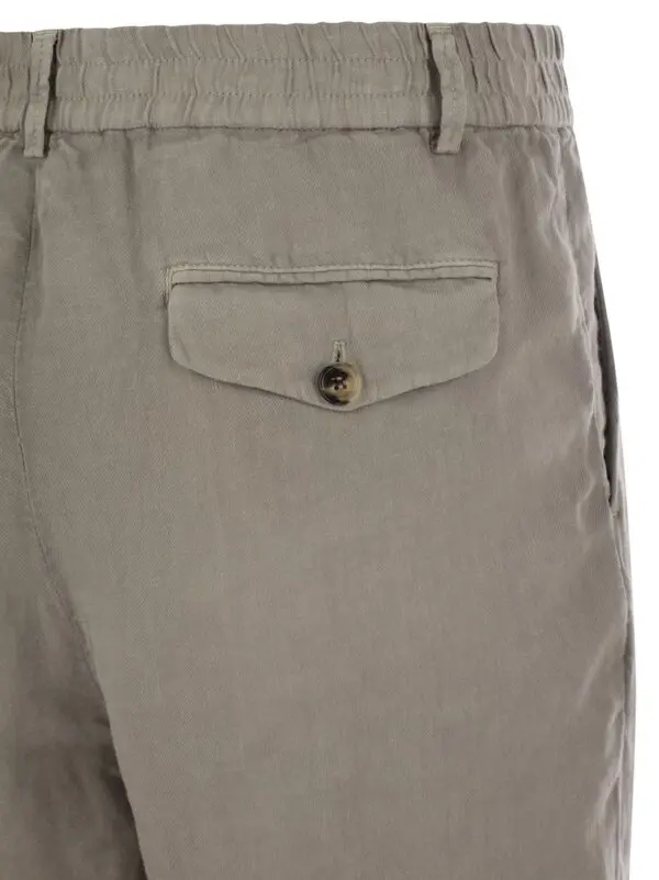 Brunello Cucinelli Bermuda Shorts In Light Délavé Linen Canvas - Yellow