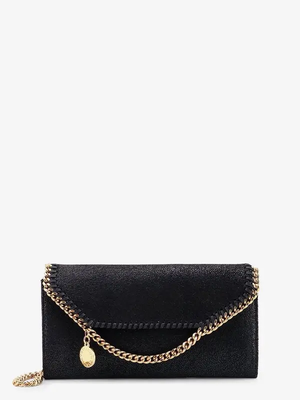 Stella McCartney Falabella Shaggy Deer Fabric Wallet - Black