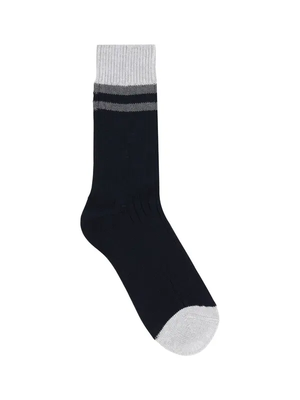 Brunello Cucinelli Cotton Ribbed Crew Socks - Black