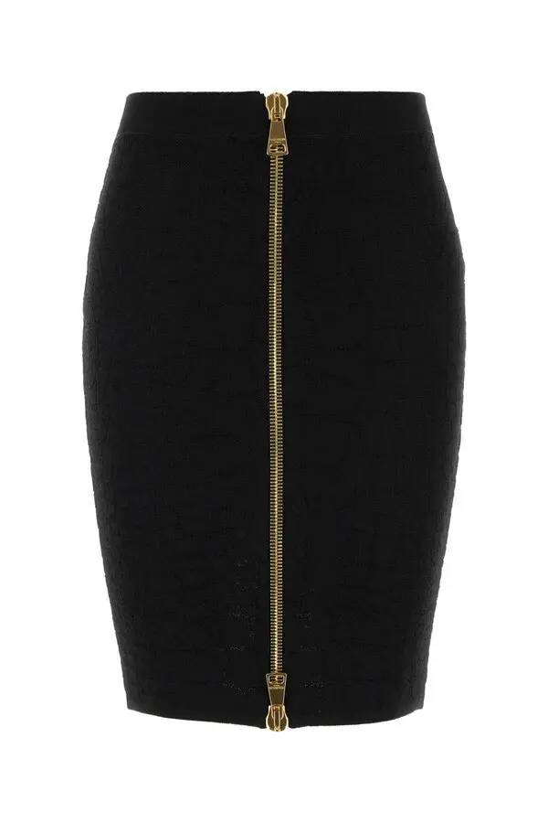 Balmain Stretch Viscose Blend Skirt - Black