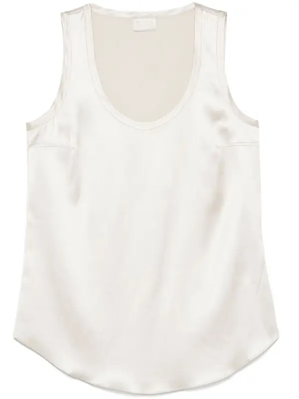 Brunello Cucinelli Sleeveless Satin V-neck Top