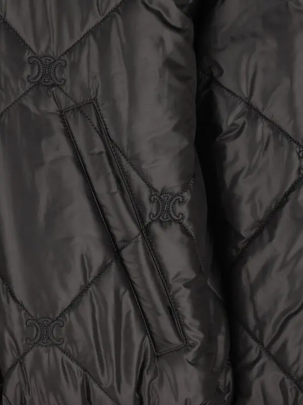 Celine Quilted Nylon Bomber Jacket With Embroidered Logo