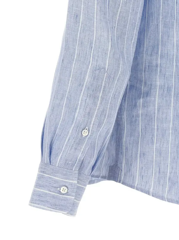 Brunello Cucinelli Striped Linen Shirt - Blue