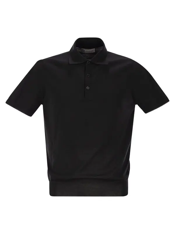 Brunello Cucinelli Lightweight Cotton Knit Polo Shirt - Black